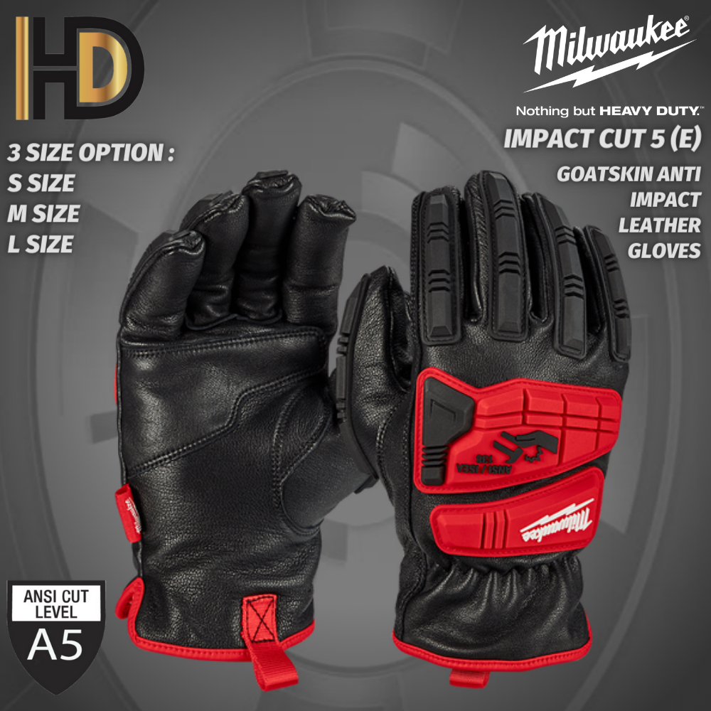 Milwaukee Impact Cut Level 5 Goatskin Leather Gloves / 3 Size S + M + L ...