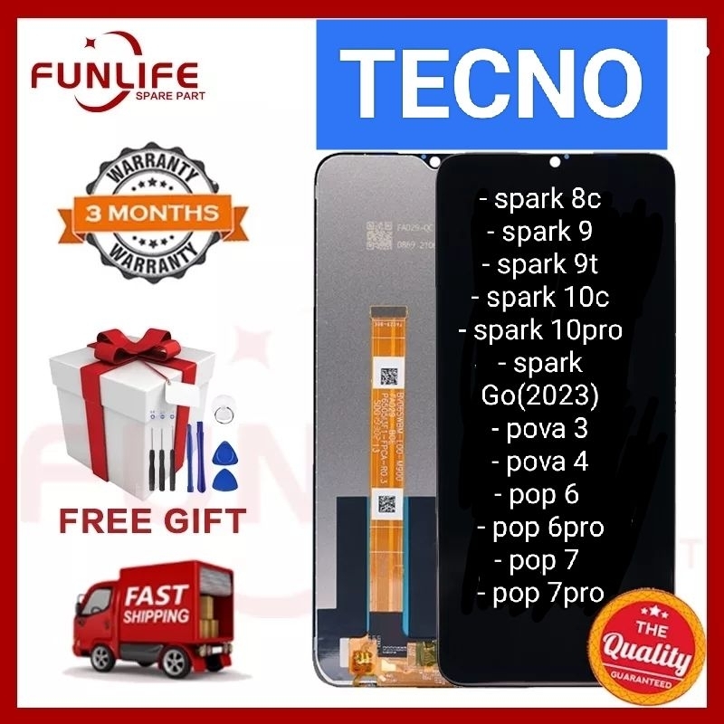(FREE TOOL SET)LCD For Tecno spark6air/spark8c/spark9/spark9t/spark10c ...