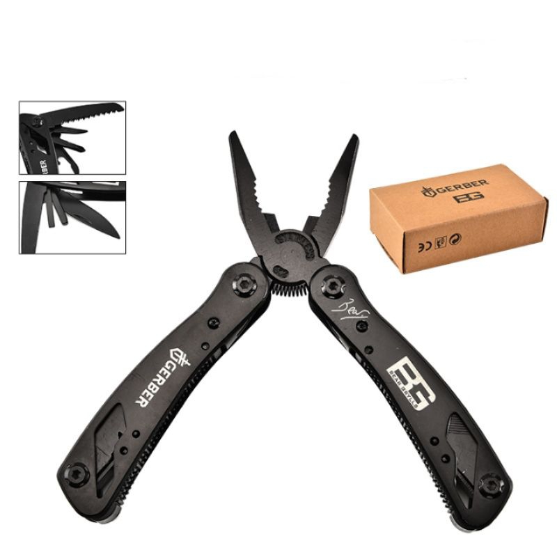 BG Multi-Purpose Stainless Steel Blackened Pliers Outdoor Mini Folding ...