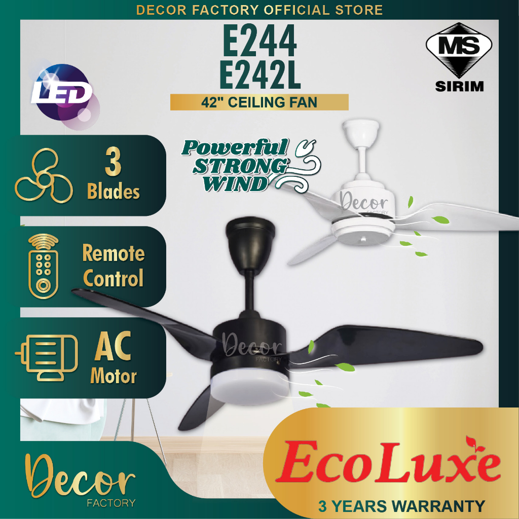 ECOLUXE Baby Fan ECOLUXE E242L E244 42" 3 Blades 3 Speed Remote Control ...
