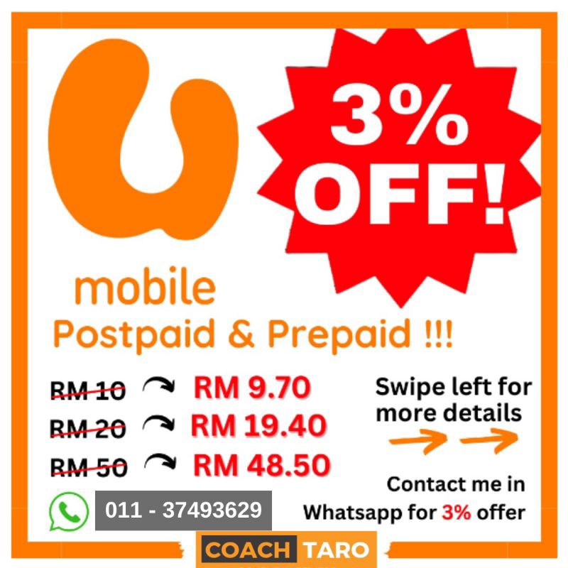 [3% Discount] U-Mobile Top-Up (Bill, Prepaid,Postpaid) | Shopee Malaysia