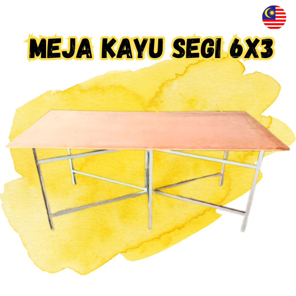 MEJA KAYU SEGI / PETAK SAIZ 6X3 KAKI / MEJA BUFFET KENDURI / MEJA KAYU ...