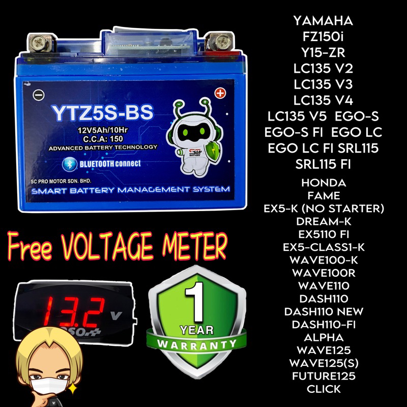 SC64 100% GEL /SEALED BATTERY (YB5L-BS) (YTZ5S-BS) (YB3L-BA) (YTZ6-V ...