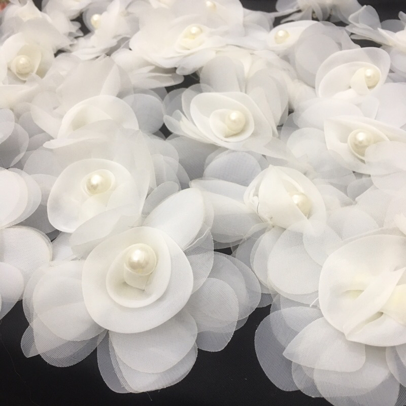 0367_1pcs 10cm White Flower Pearl Flower Brooch Pin Corsage Boutoniere ...