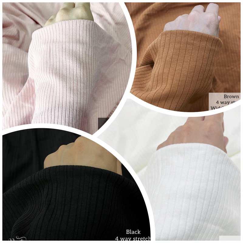 Kain knit Drop Needle fabric cotton/ Big Rib fabric knit white putih ...