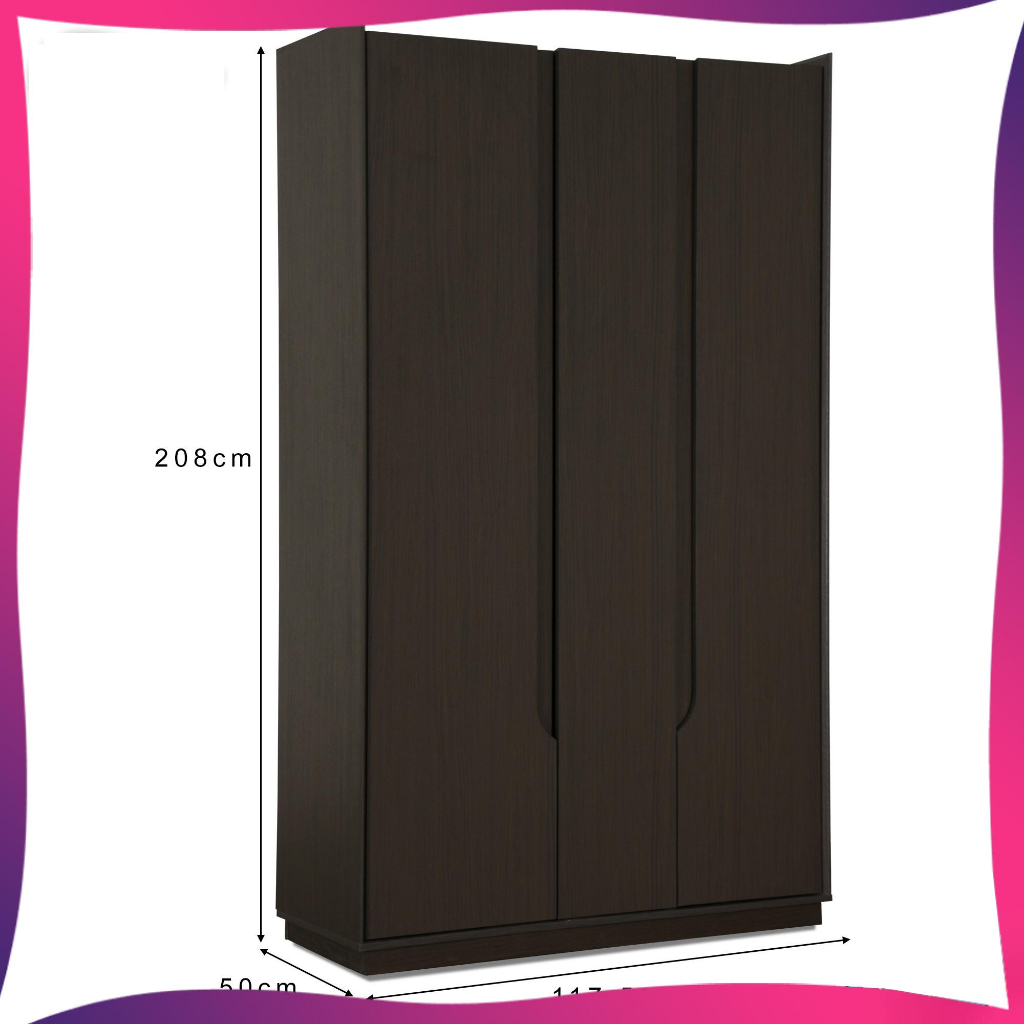 Yucca 3 Door Wardrobe / Swing Door Cabinet / Cloth Storage Cabinet ...