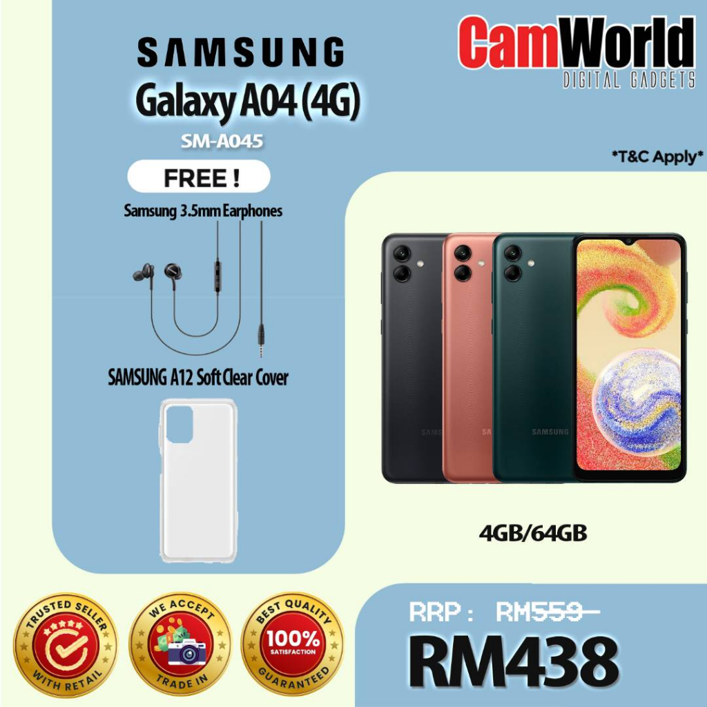 Samsung Galaxy A04 ( SM-A045 ) ( 3GB +32GB ) ( 4GB + 64GB ) Package ...