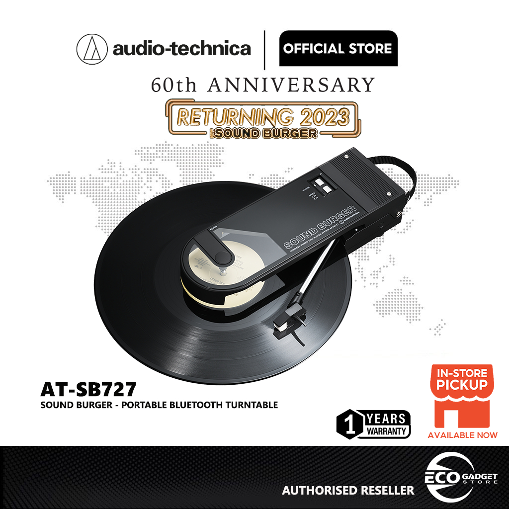 Audio-Technica Sound Burger - Portable Bluetooth Turntable Black AT-SB727 | Shopee Malaysia
