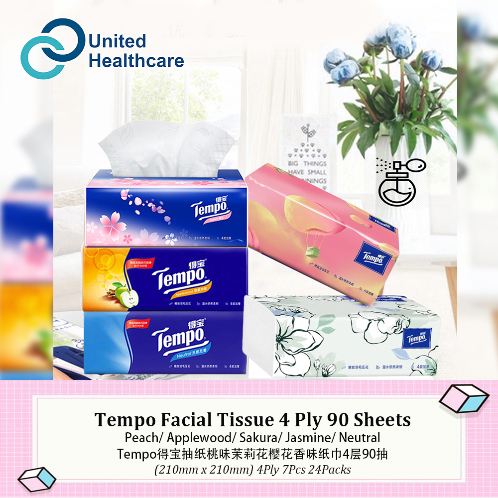 Tempo Facial Tissue 4 ply | Peach/ Applewood/ Sakura/ Jasmine/ Neutral ...