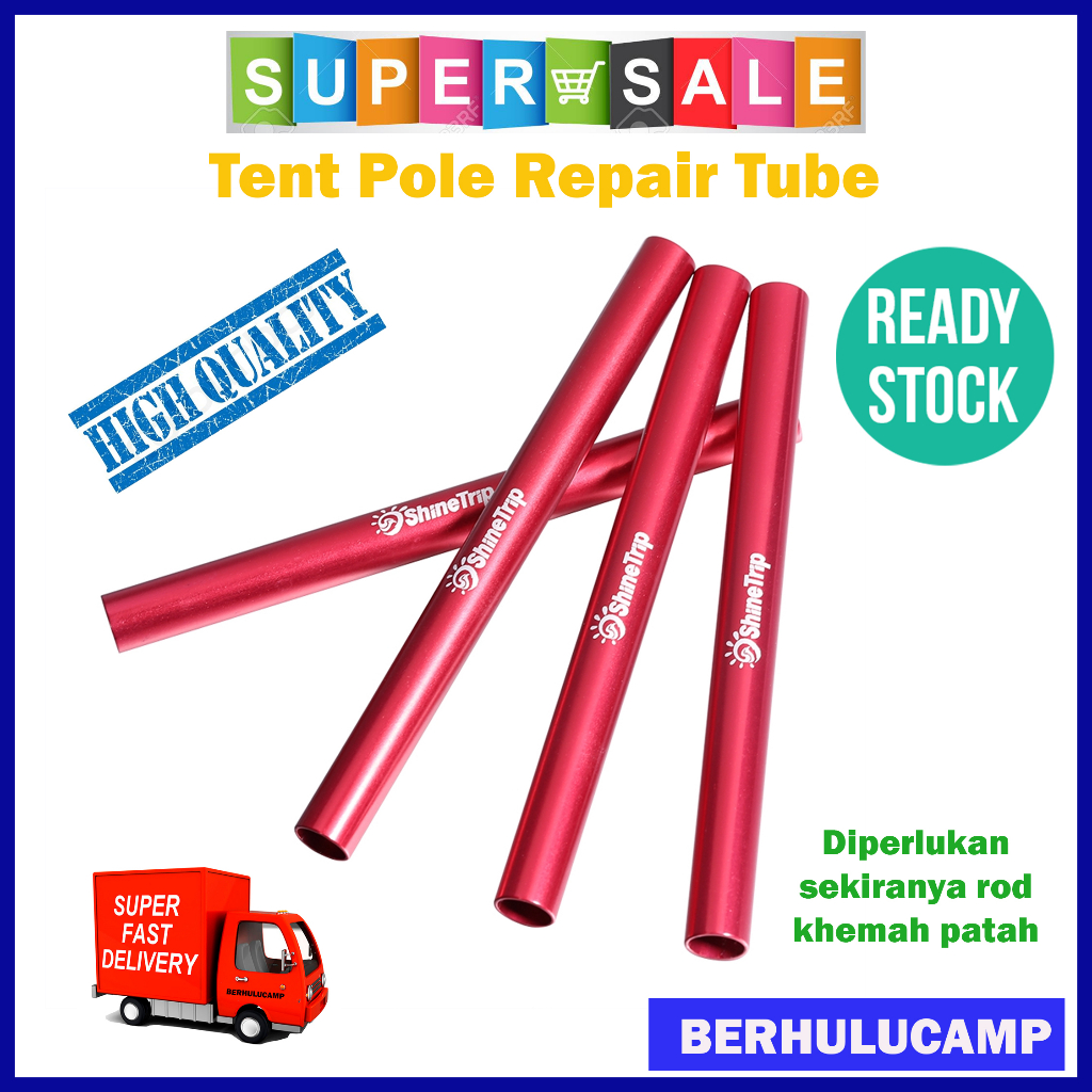 2pcs Batang Khemah Fiberglass 8.5mm Tent Poles Shock Cord Rod Set Tali ...