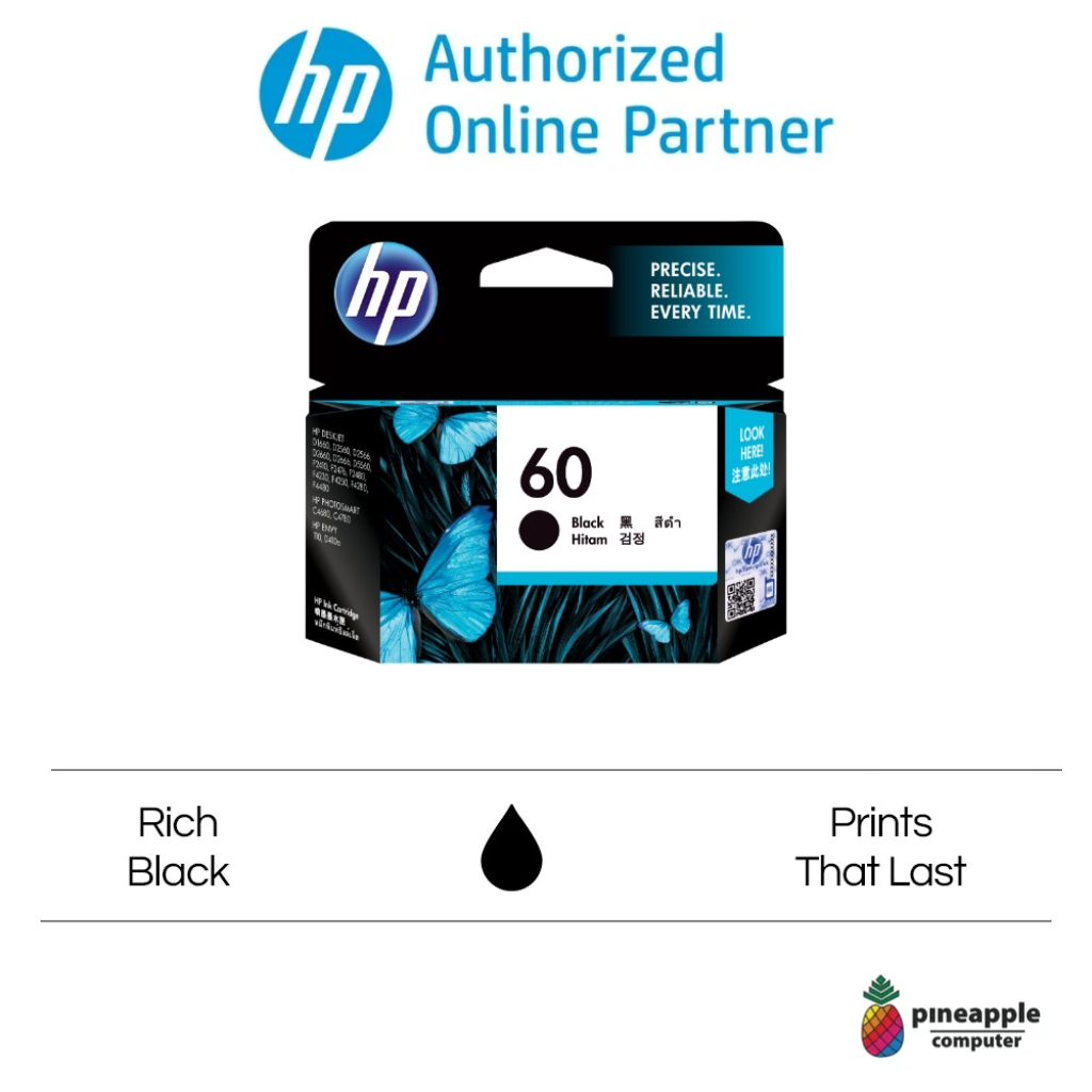 HP 60 Black Original Ink Cartridge (CC640WA), For D1660/D1663/D2530 ...