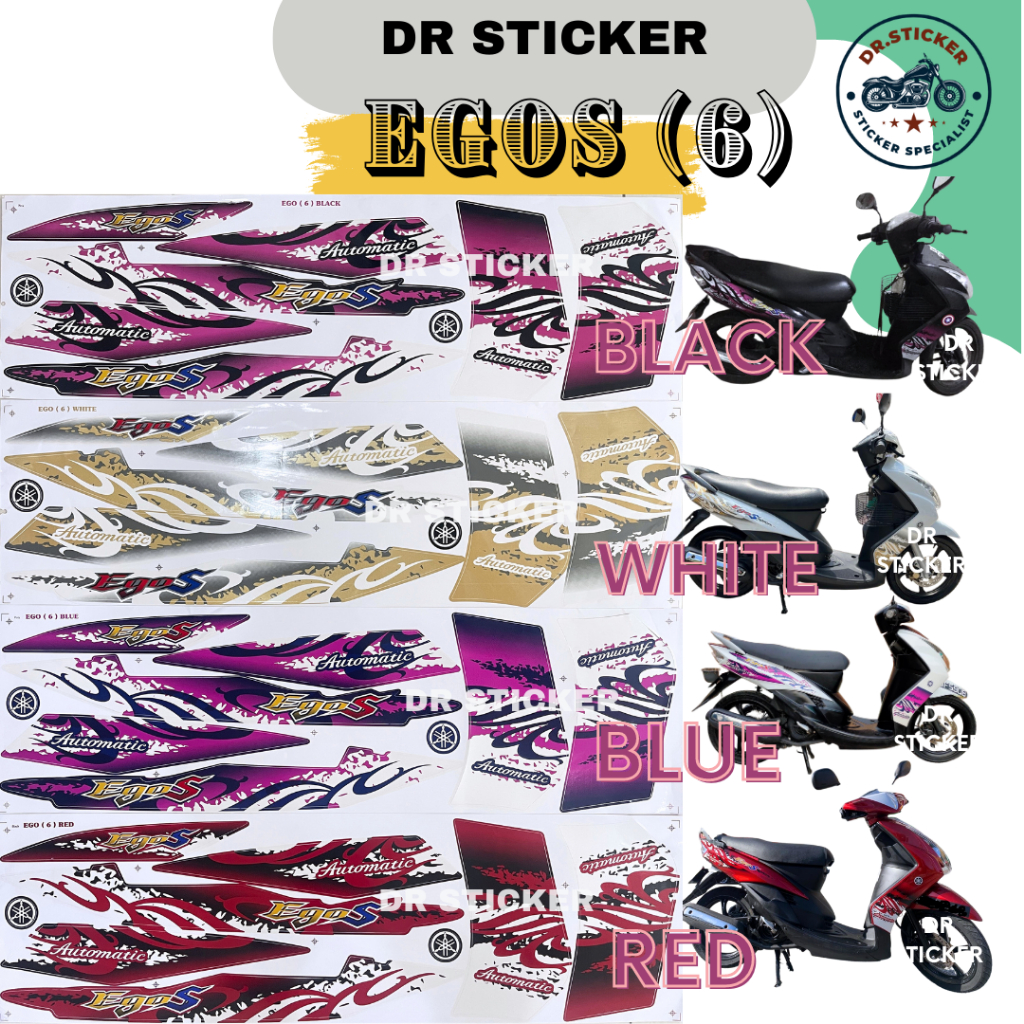 EGOS EGO S Stripe Stiker Sticker YAMAHA EGO EGO-S AUTOMATIC BLUE RED (6) BODY COVERSET COVER SET ...