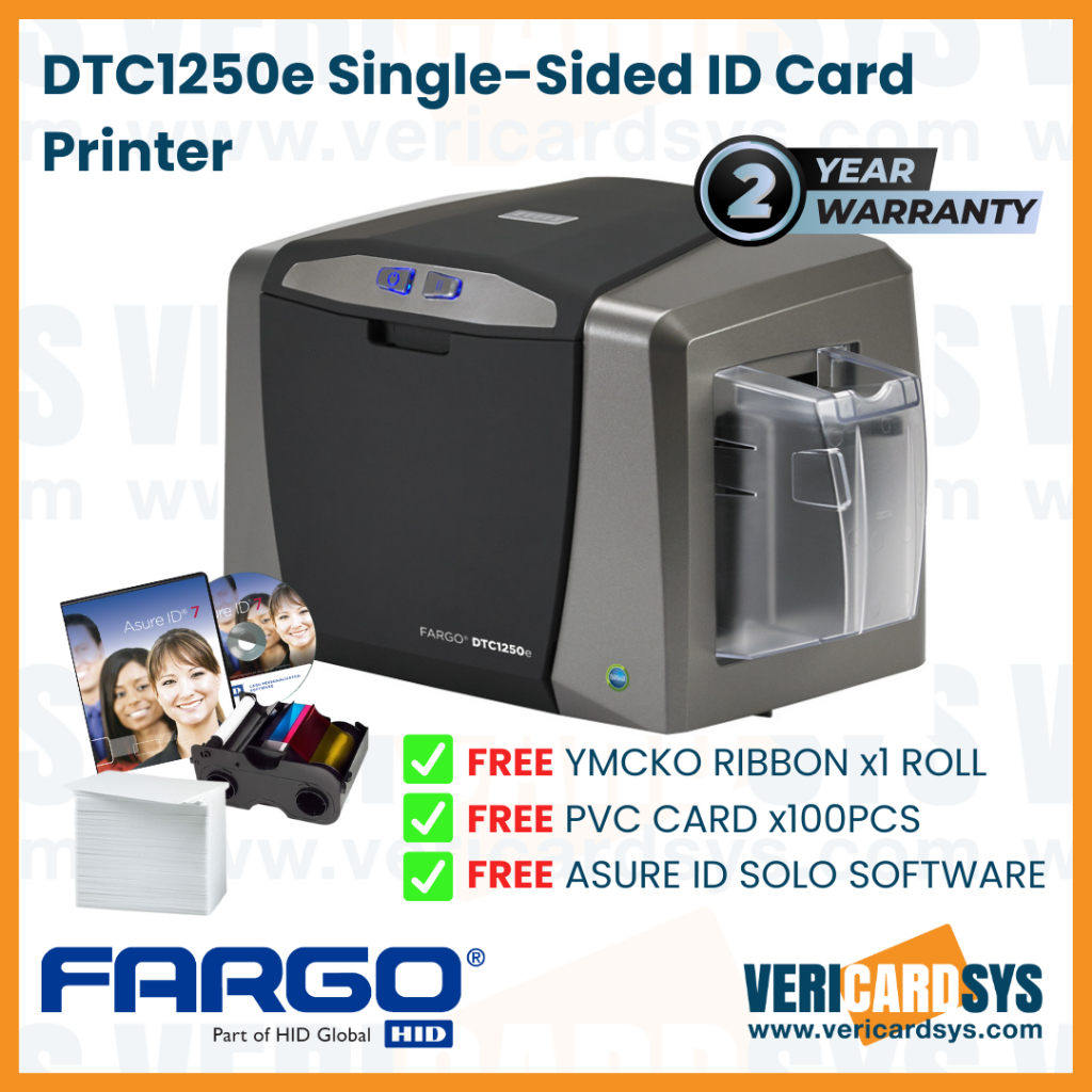 FARGO DTC1250e ID Card Printer - Single Sided PVC Card Printing ...