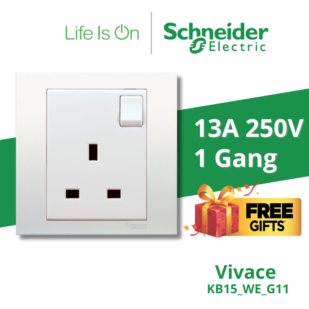 Schneider Electric Vivace Series 13A 250V 1 Gang Switched Socket With ...