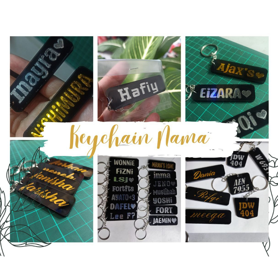 Personalized Keychain Nama Engrave Name Lasercut Keychain Customized ...