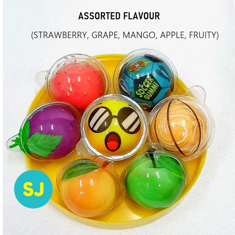 (1 PIECE) 3D Gummy Candy, Apple/ Grape/ Mango/ Strawberry/ Soccer ...