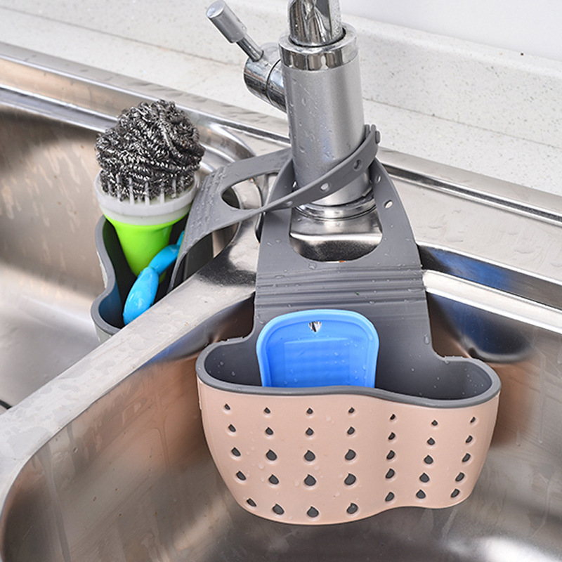 Drain Basket Hanging Sink Holder Basket Sponge Rack Storage Adjustable ...