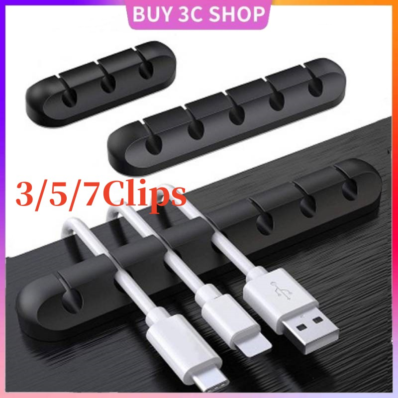 3Clip/5Clip/7Clip Desk Cable Organizer Silicone USB Cable Winder Desktop Tidy Management Clips ...
