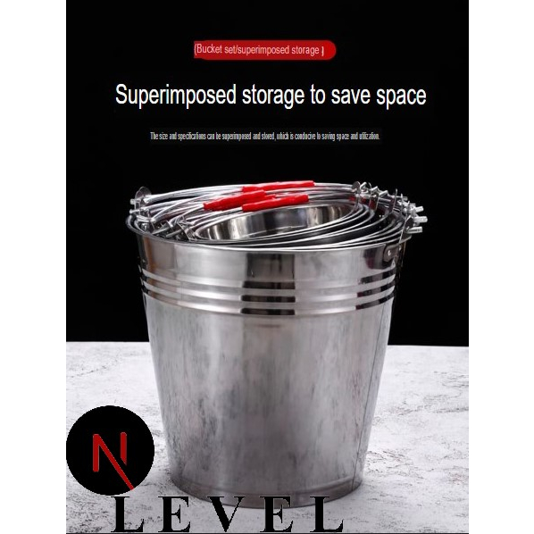 HIGH QUALITY Stainless Steel Water Pail Basket 30cm (10L) /Milk Ice ...