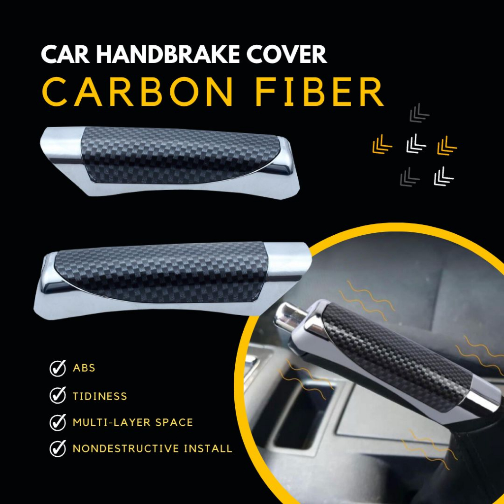 Universal Car Hand Brake Cover Chrome Carbon Fiber Style Handbrake ...
