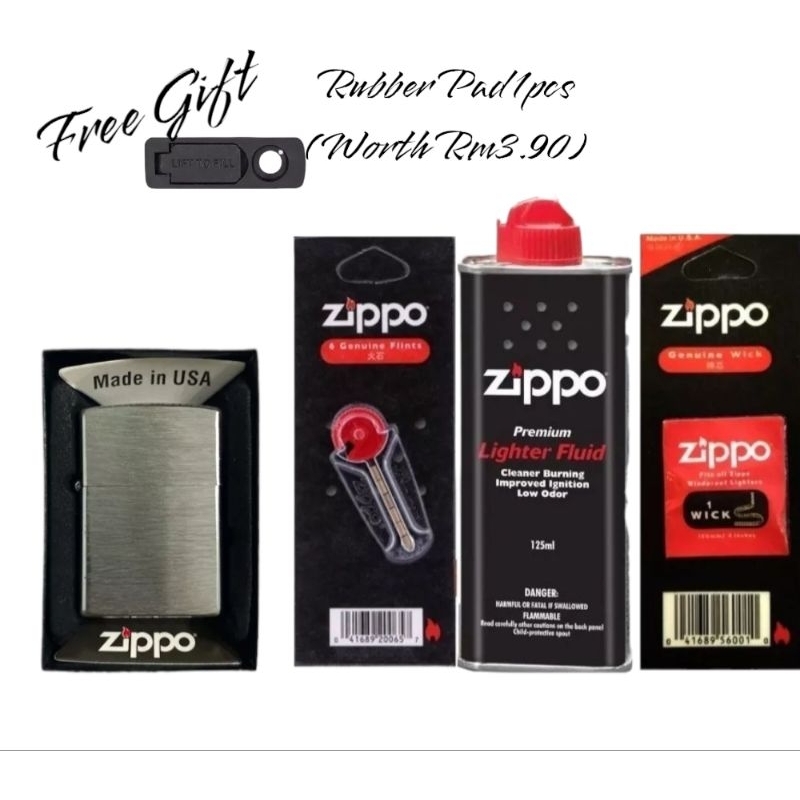 🔥Original Zippo Fluids Flints Wick+Chrome Zippo Oil Lighter | Shopee ...