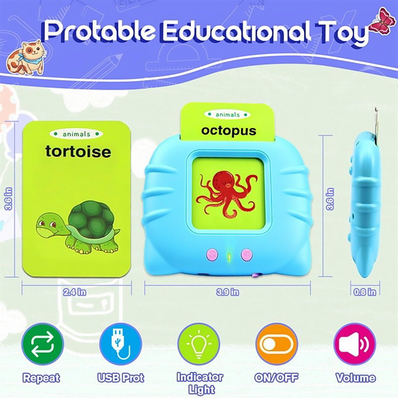 Flash Card Reader Kids Toys Smart English Speaker Educational Card ...