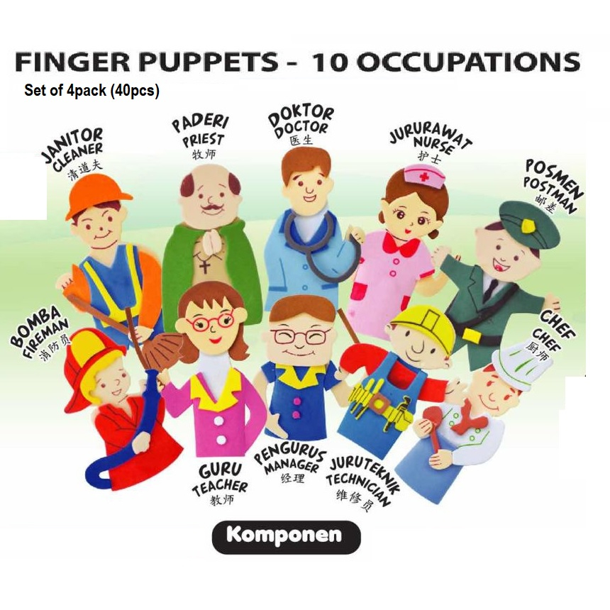 Finger Puppets -10 Occupation - Puppet Jari Watak 10 Pekerjaan (Set of ...