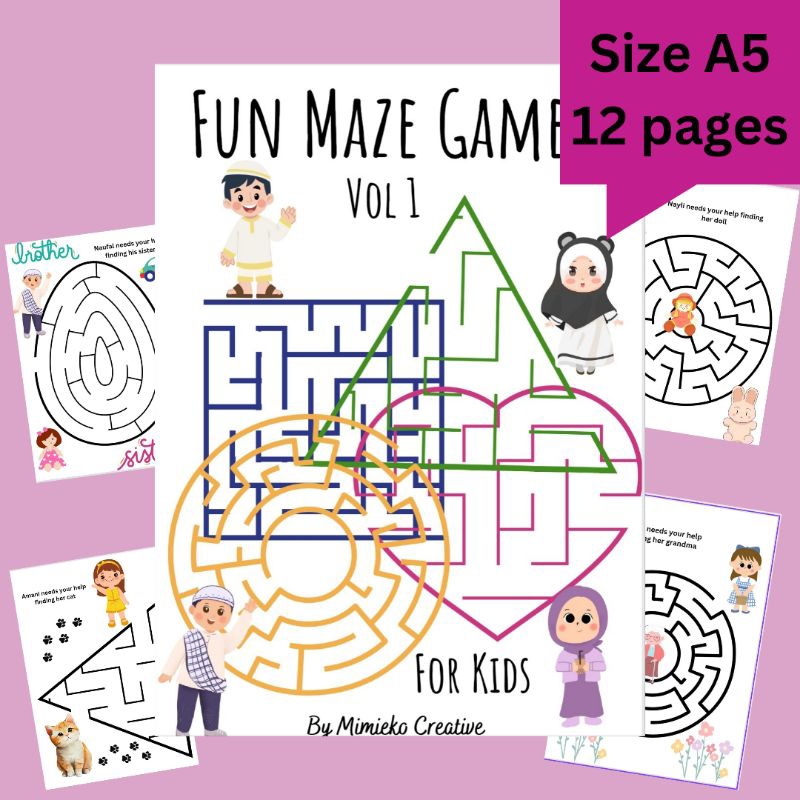 Fun Mazes Game Book for kids Activity Book Maze Book Buku Kanak-kanak ...