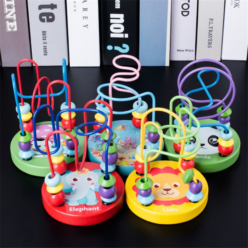 Mini Round Beads Wire Maze Educational Wooden Montessori Kids Learning ...