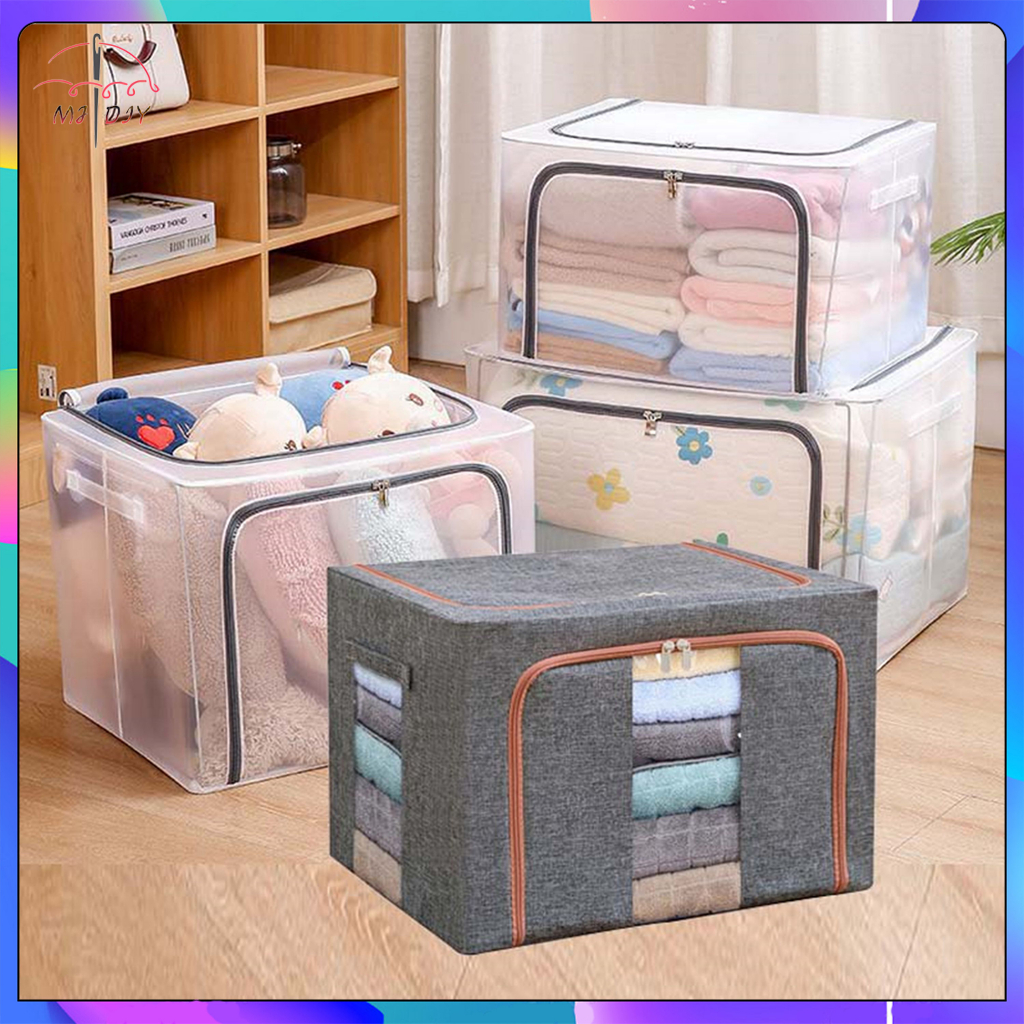 Packone 66/110L PVC Storage Box Transparent Foldable Steel Frame ...