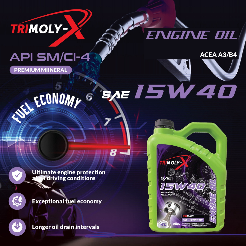 TRIMOLY-X TRIMOLYX 15W40 MINERAL ENGINE OIL SP/CF 4L Car Lubricant ...