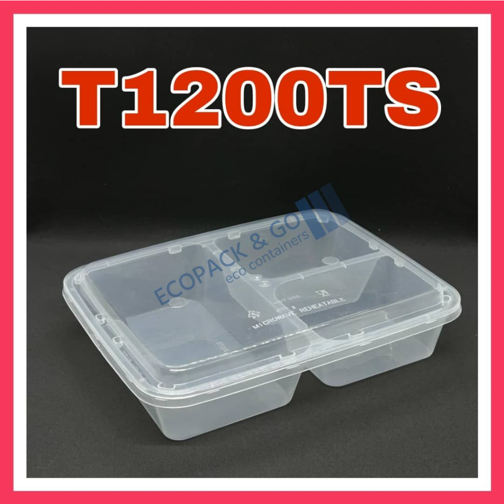 TAGE T1200TS 3 Compartment Lunch Box Dome LID / Tapau / Disposable ...