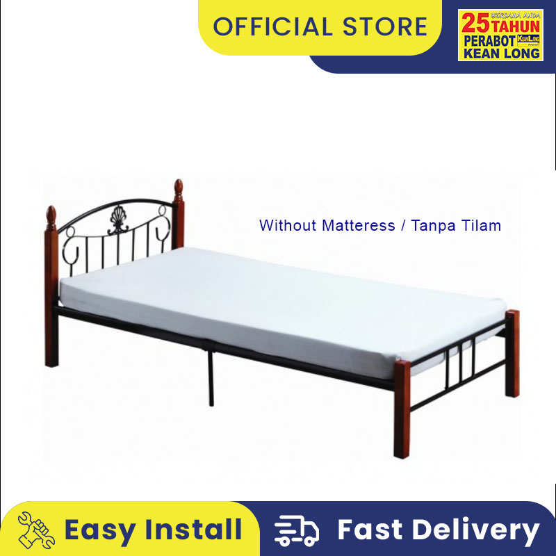 KLSB Thick Metal Solid Bed Frame / Single Bed/ Katil Bujang besi ...