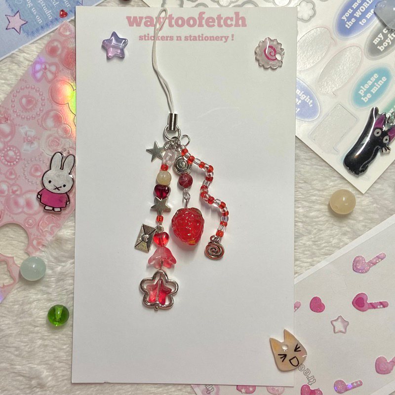 [113studio] Aesthetic y2k Beaded Keychain Keyring Phonestrap Charm ...