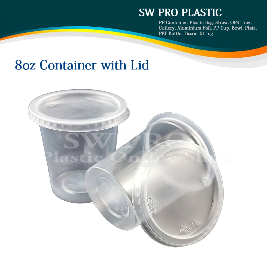 PK8 / E230T 8oz Round Plastic Container / Bekas Jelly, Dadih) | Shopee ...