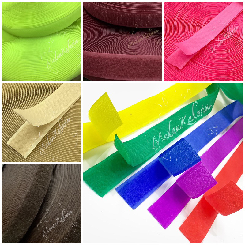 #BJ0011F (meter) Pelekat Kain Fancy Velcro 1” Hook Loop Fastener Tape ...