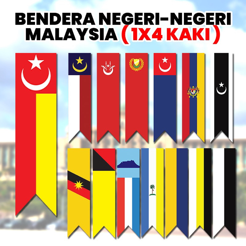 SATU SET 14 pcs BANNER BENDERA Negeri-Negeri Malaysia 1x4 Kaki | Shopee ...