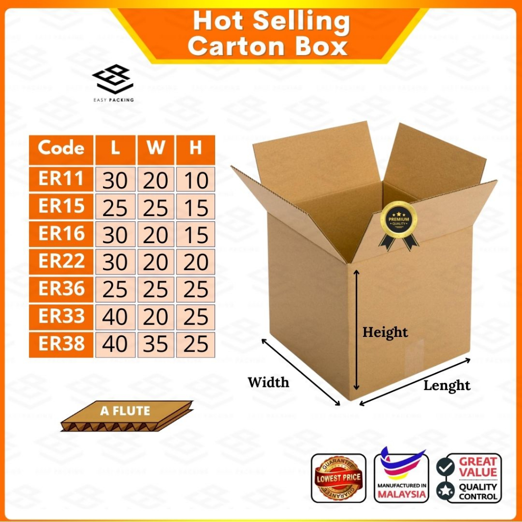 A Flute (5mmThick) Carton Box Packing Box Packaging Box Paper Box Kotak ...