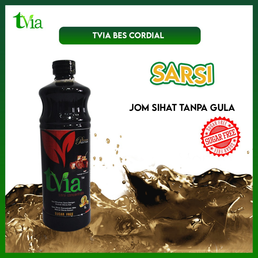 BES Kordial Sarsi TViA 1L | Sugar Free Cordial | Manis Tanpa Gula ...