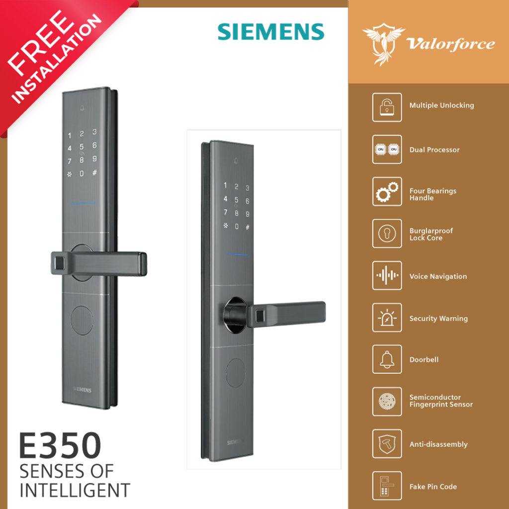 Siemens E350 Smart Digital Door Lock | Fingerprint, PIN, RFID, Key ...