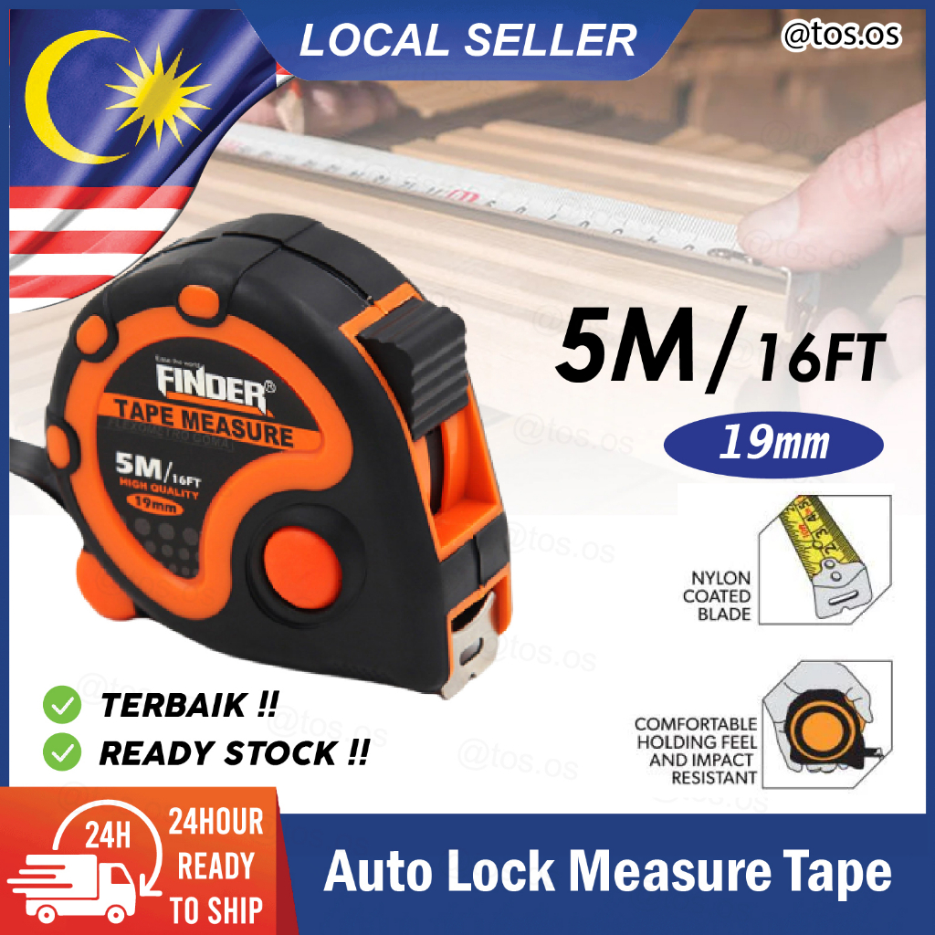 5m/16ft Measuring Tape Auto Lock Measurement Measure Tapeline ...
