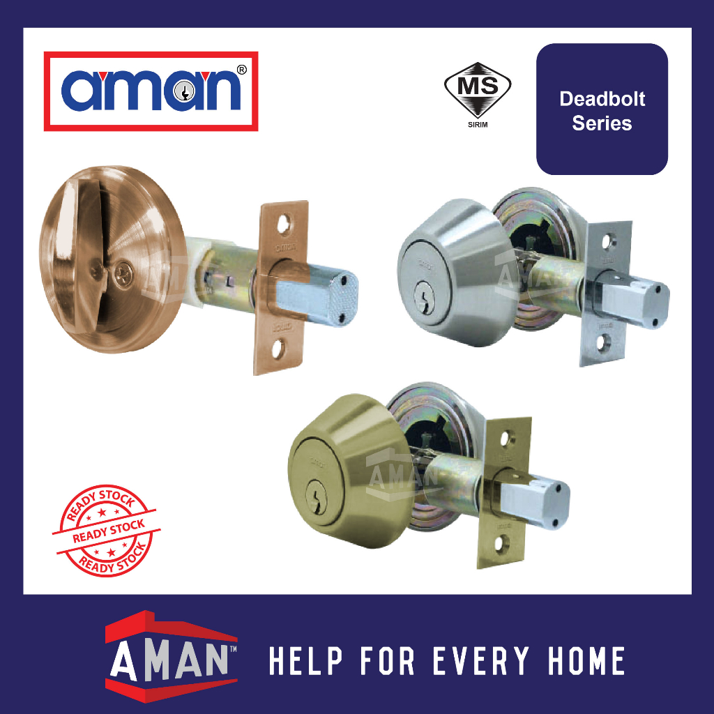 AMAN Deadbolt Lock Internal Function Single Side Cylinder Double Side ...