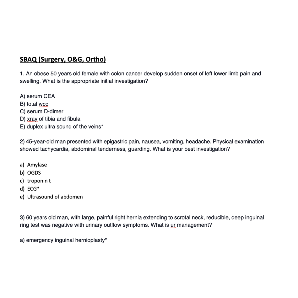 MD/MBBS (PDF VIEW) SBAQ past years single best answer medical questions ...