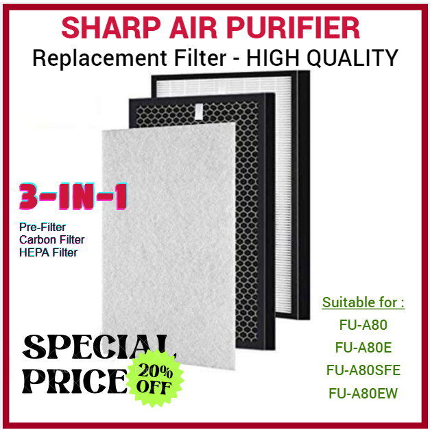 (PROMO) Compatible Fit Sharp FU-A80 Air Purifier HEPA Filter ...