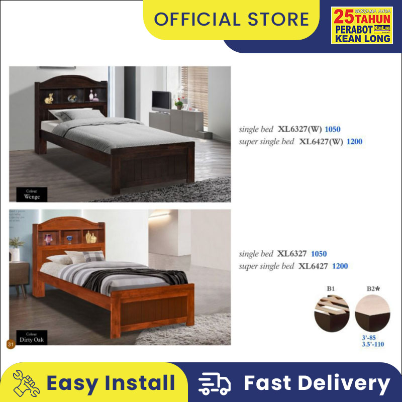 KLSB Single Wooden Bed / Solid Wood Single Bed / Katil Kayu Bujang ...