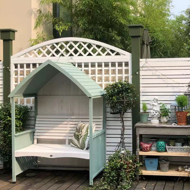 Courtyard Chair Outdoor Solid Wood Garden Villa European and American ...