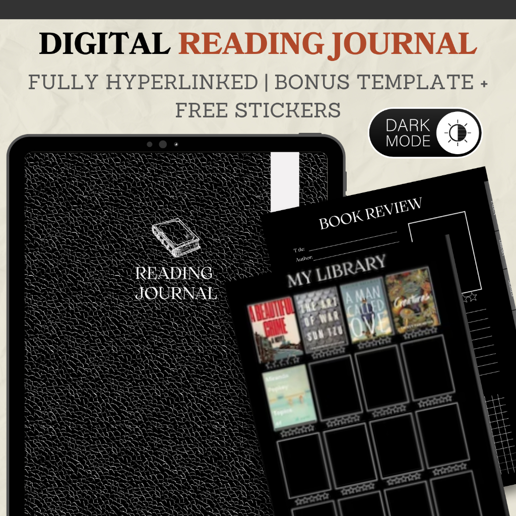 [PDF] DIGITAL PLANNER | DARKMODE SERIES Reading Book Journal Tracker Planner | Hyperlinked ...