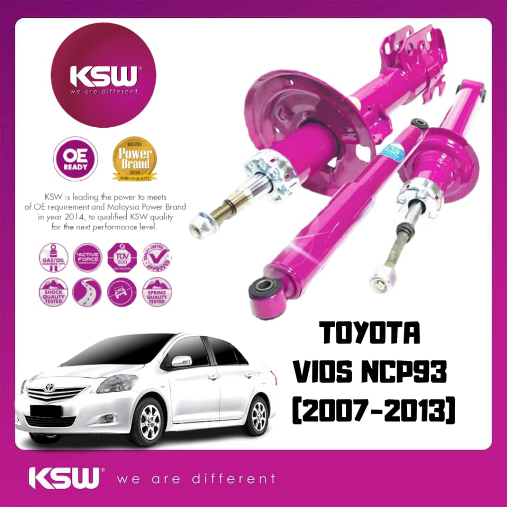 KSW HEAVY DUTY GAS ABSORBER - TOYOTA VIOS NCP93 / Yaris NCP91[2007-2013 ]Front & Rear | Shopee ...