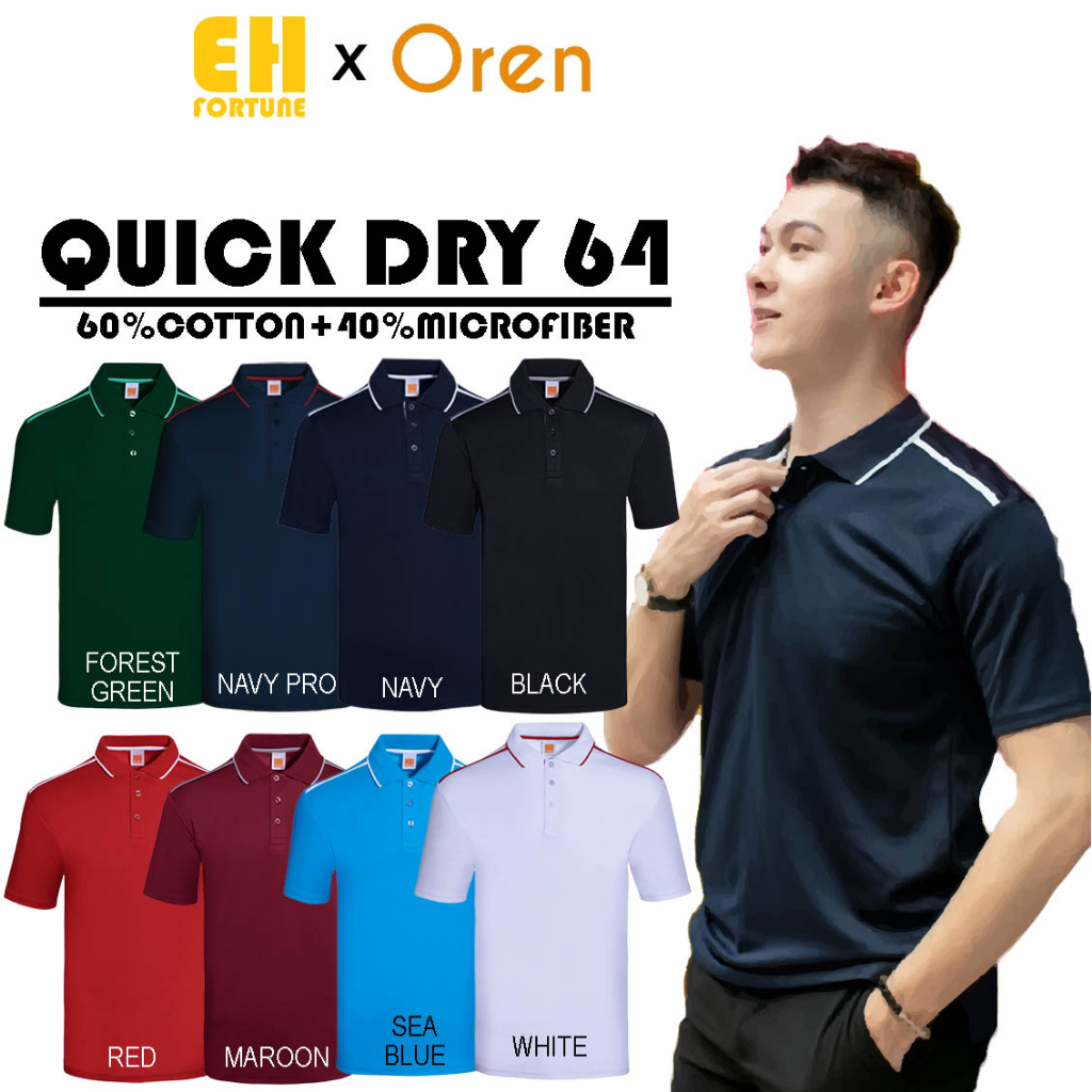 【QD64】Microfibre Collar Shirt Polo QUICK DRY Unisex QD6400/QD6402 ...