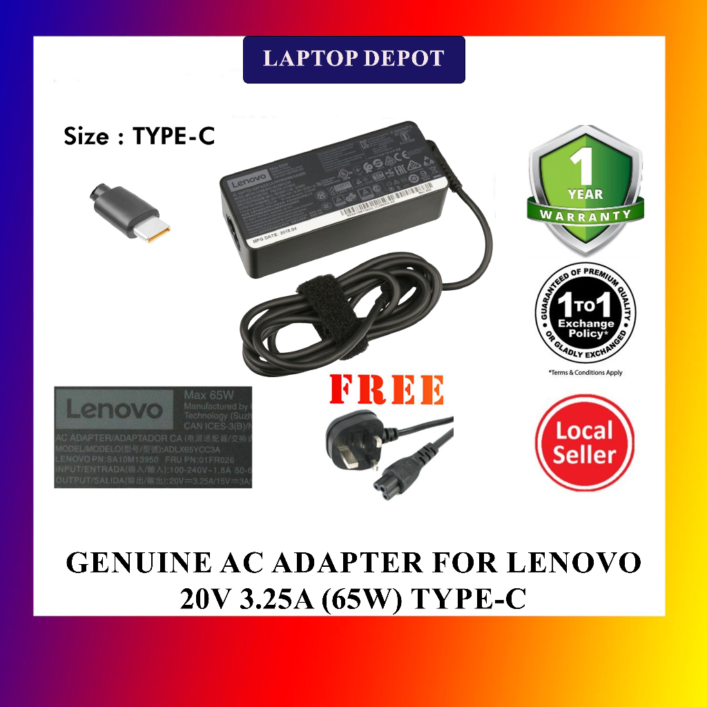 Lenovo ThinkPad T470 T570 X270 X570 L490 L590 ADLX65YLC2A 20V 3.25A 65W ...